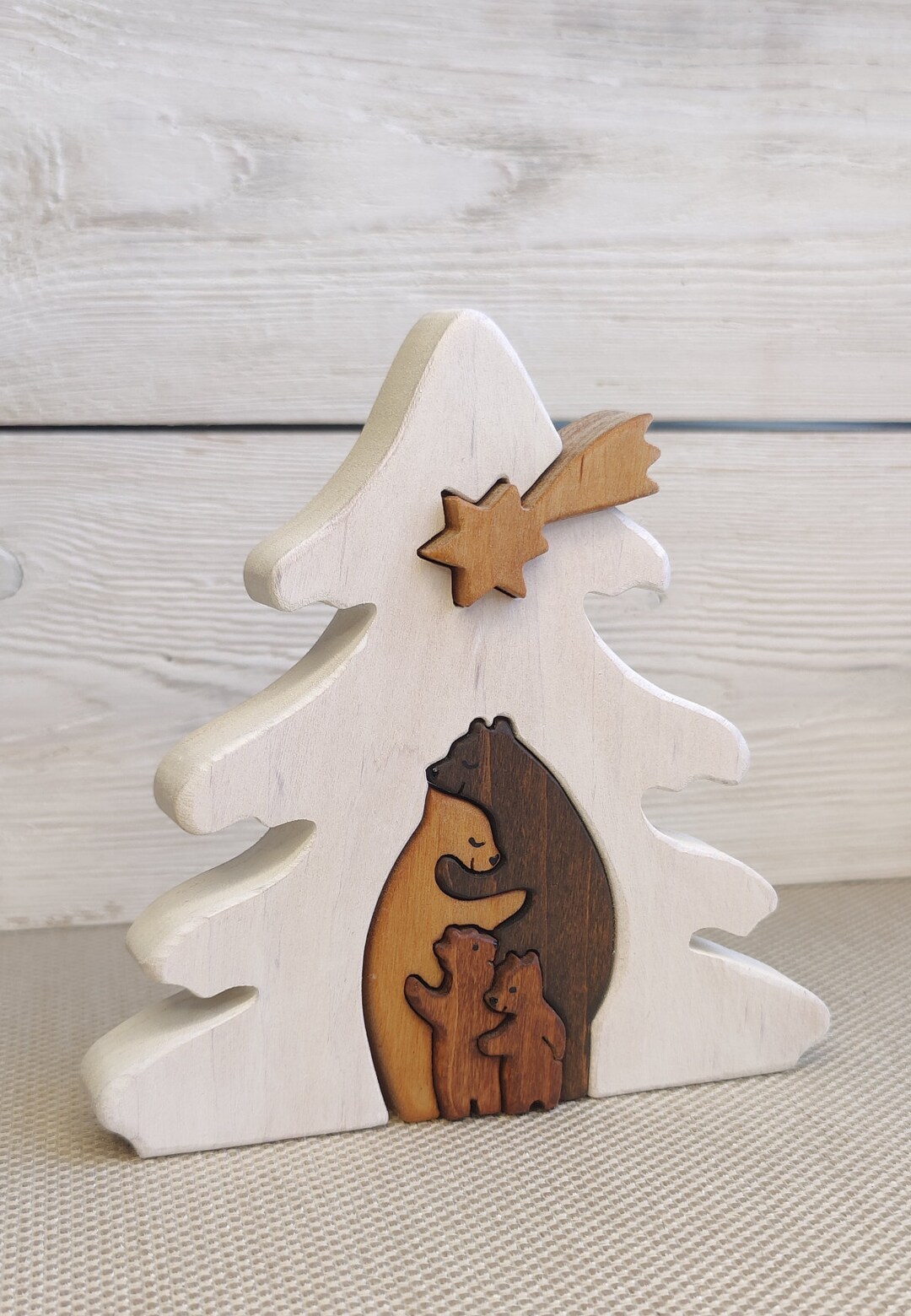 Wooden Bear Family Animal Figures Family This Wooden Souvenir - Etsy