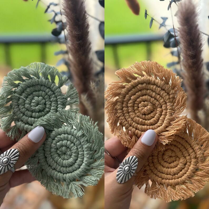 Macrame Car Coaster - Handmade Coasters - Car Accessory - Boho ...