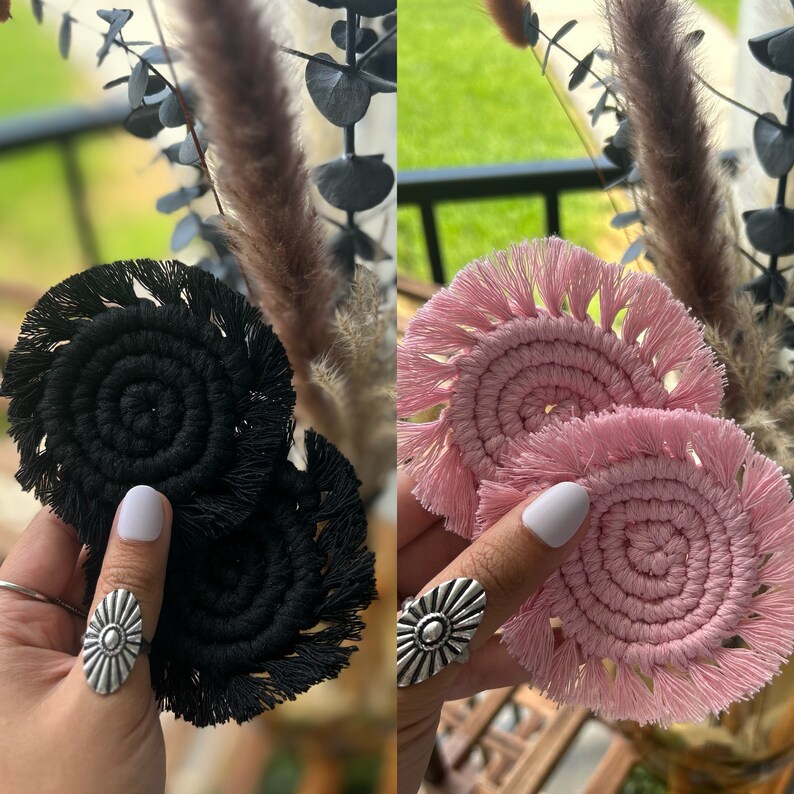 Macrame Car Coaster - Handmade Coasters - Car Accessory - Boho ...