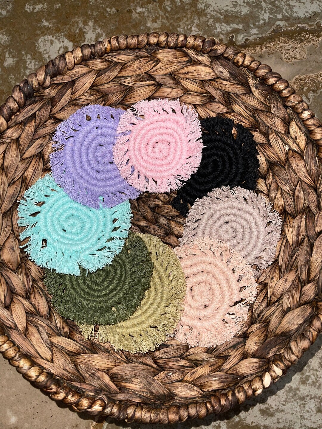 Macrame Car Coaster Handmade Coasters Car Accessory Boho - Etsy