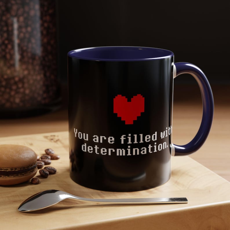 Filled With Determination Accent Coffee Mug, Undertale Mug, Delta Rune ...