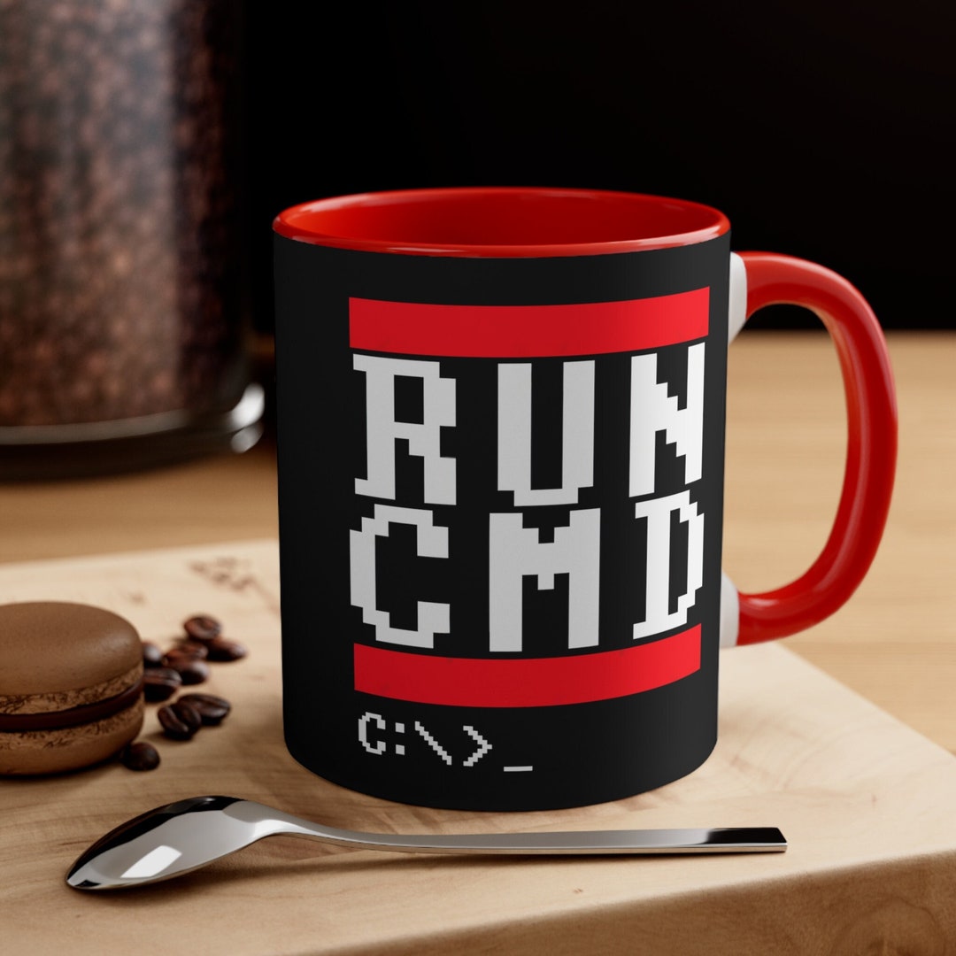Run CMD Meme Accent Coffee Mug, Funny Programmer Mug, Command Prompt ...