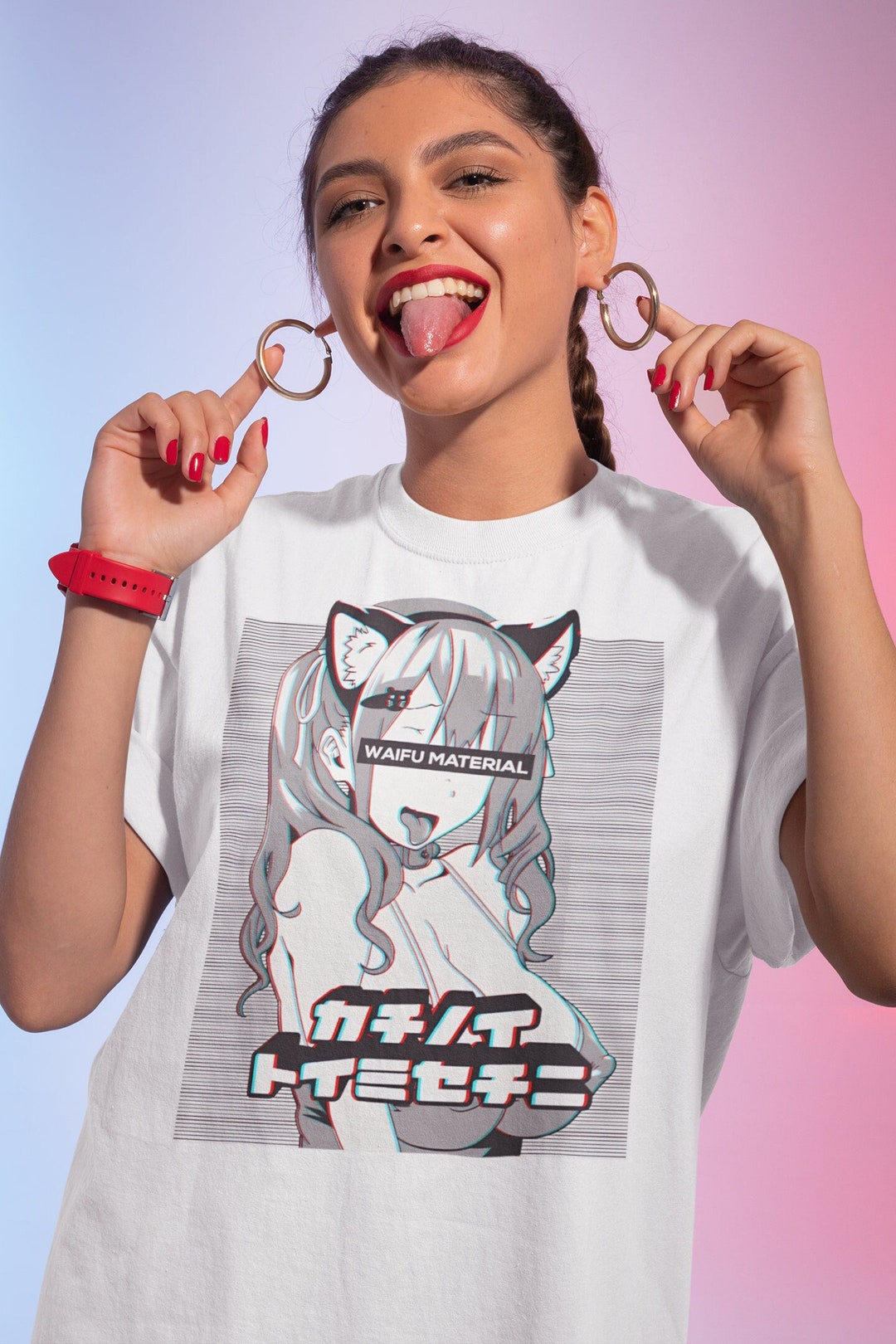 Cat Girl Waifu Lewd Waifu Material Unisex Graphic Tee, Waifu Shirt ...