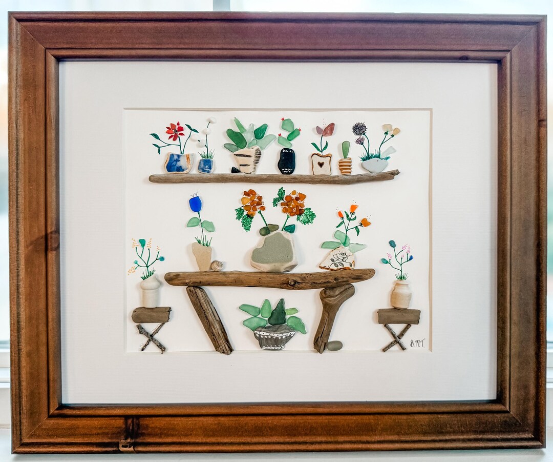 Botanical Plant Art /sea Glass Plants/glass Flower/bff Gift/sea Glass ...