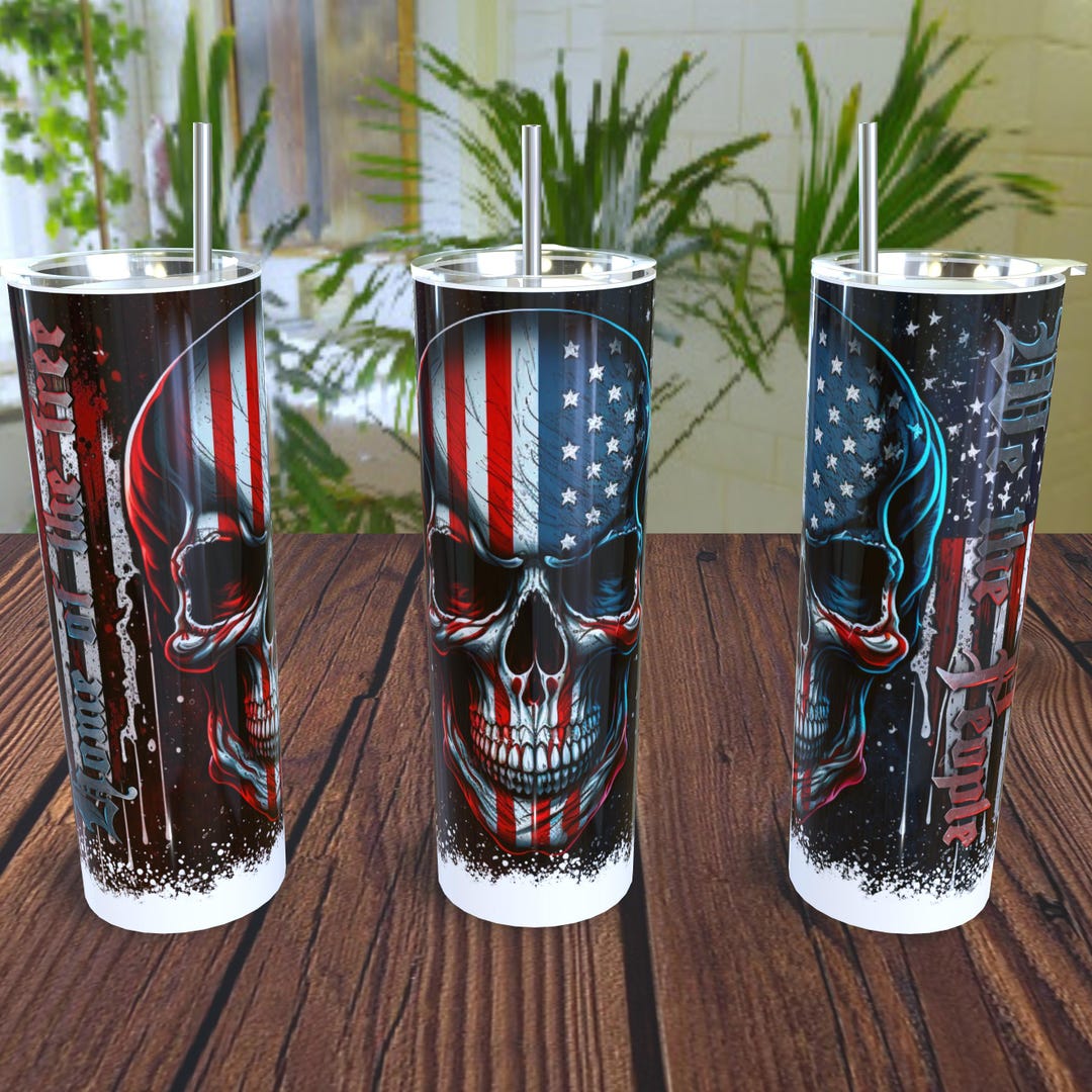 2nd Amendment Skull Flag Bullets and Gun 20oz Tumbler Design - Etsy