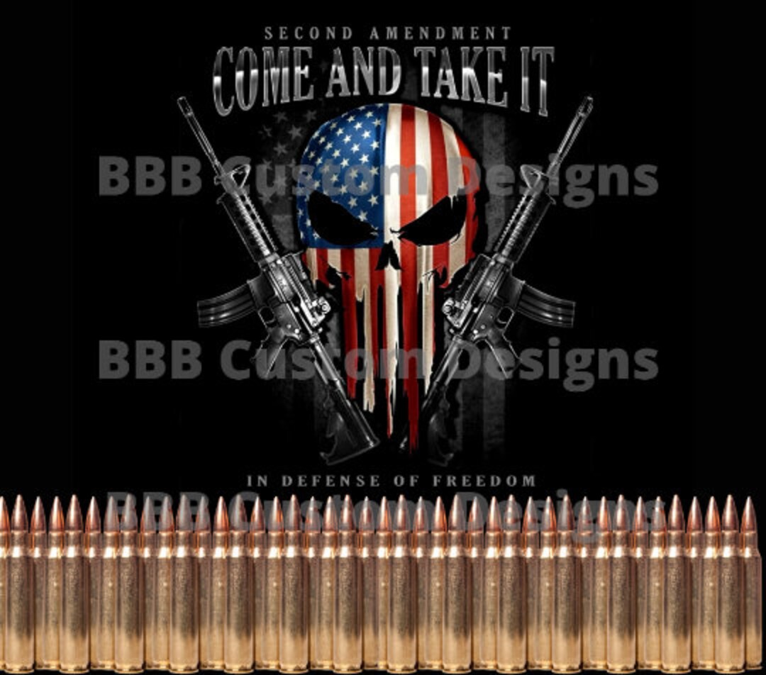 2nd Amendment Skull Flag Bullets and Gun 20oz Tumbler Design - Etsy