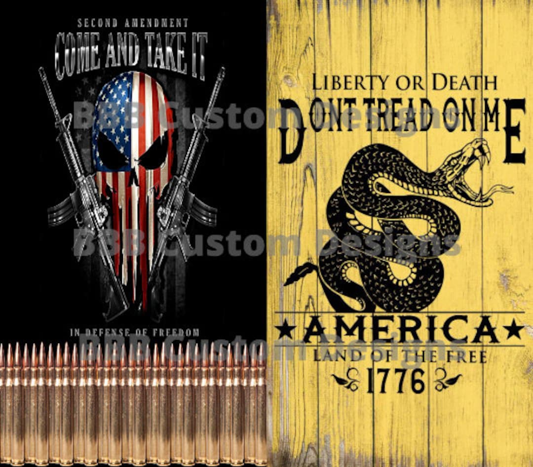 2nd Amendment Skull Flag Bullets and Gun Second Amendment / - Etsy