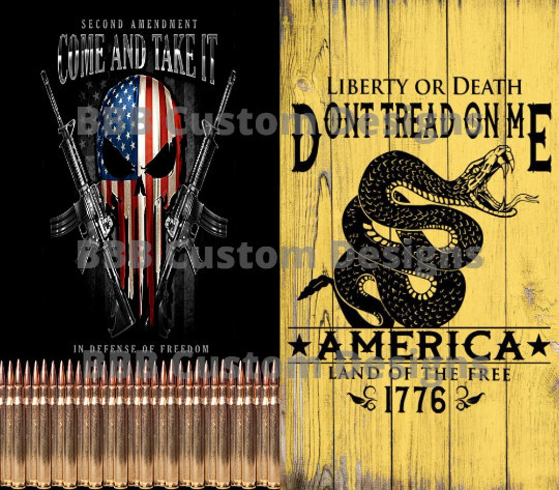 2nd Amendment Skull Flag Bullets and Gun Second Amendment / Liberty or ...