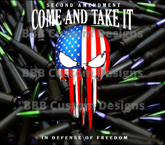 2nd Amendment Skull Flag Bullets and Gun Second Amendment / - Etsy
