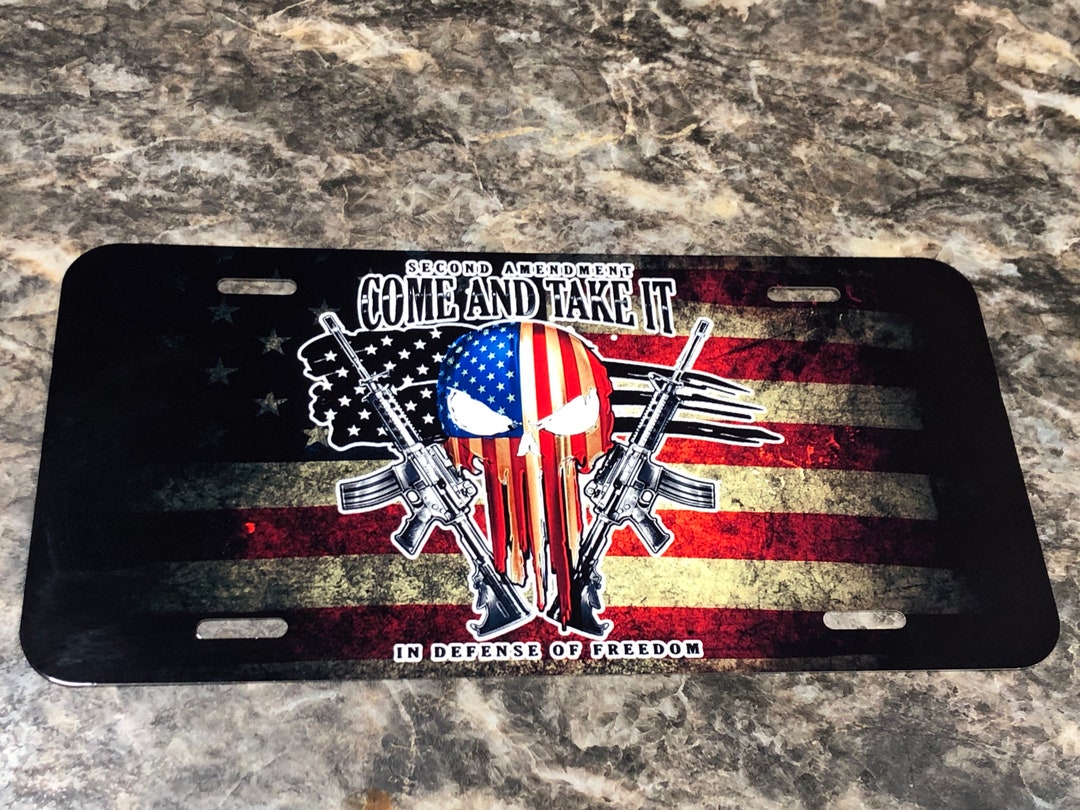 2nd Amendment Skull Flag Bullets and Gun / Come and Take It / - Etsy