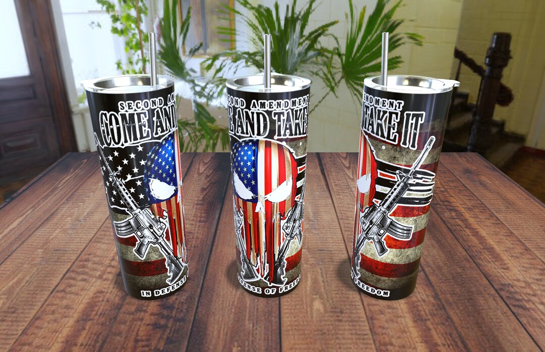 2nd Amendment Skull Flag Bullets and Gun 20oz Tumbler Designs - Etsy