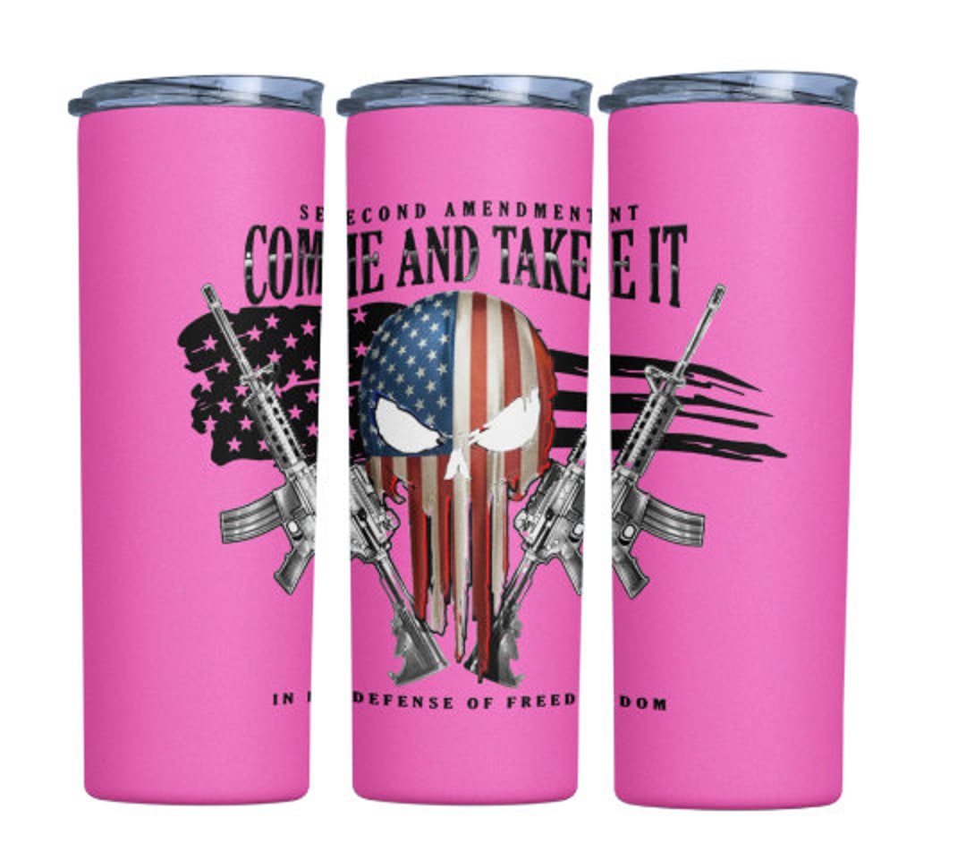 Pink 2nd Amendment Skull Flag Bullets and Gun 20oz Tumbler Design - Etsy