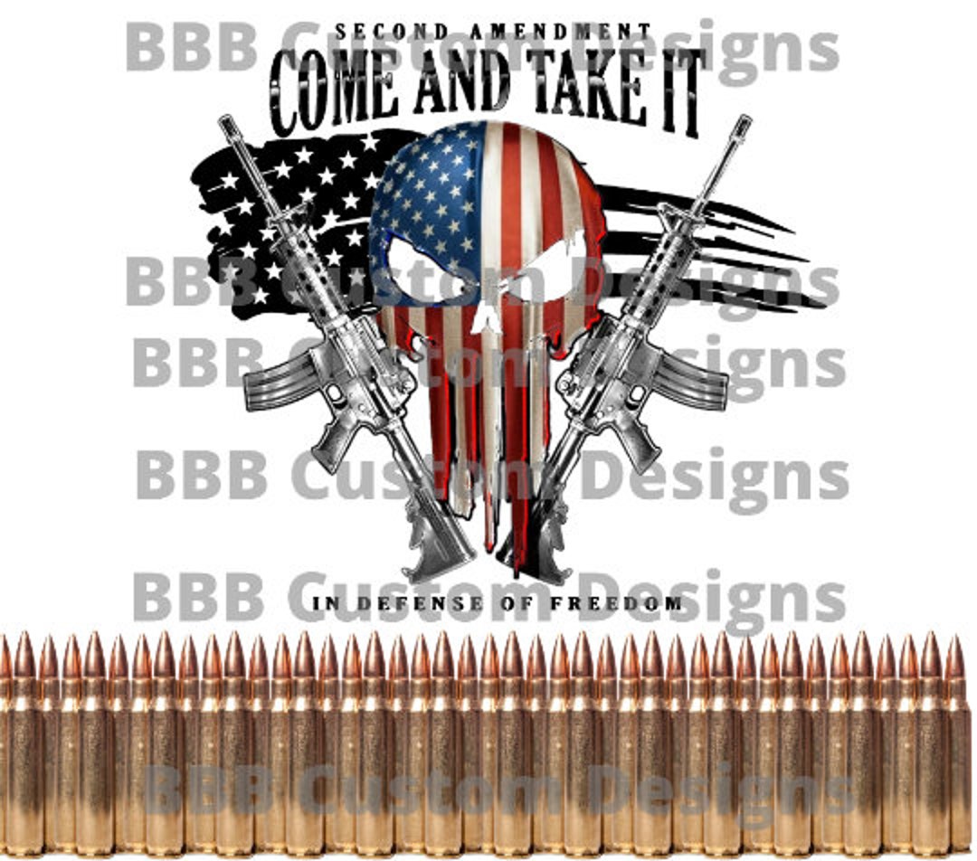 2nd Amendment Skull Flag Bullets and Gun Second Amendment / Liberty or ...