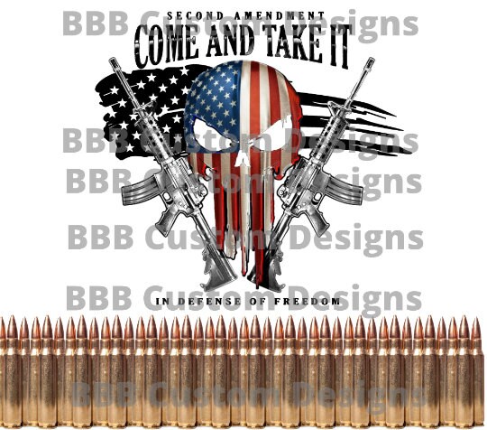 2nd Amendment Skull Flag Bullets and Gun Second Amendment / | Etsy