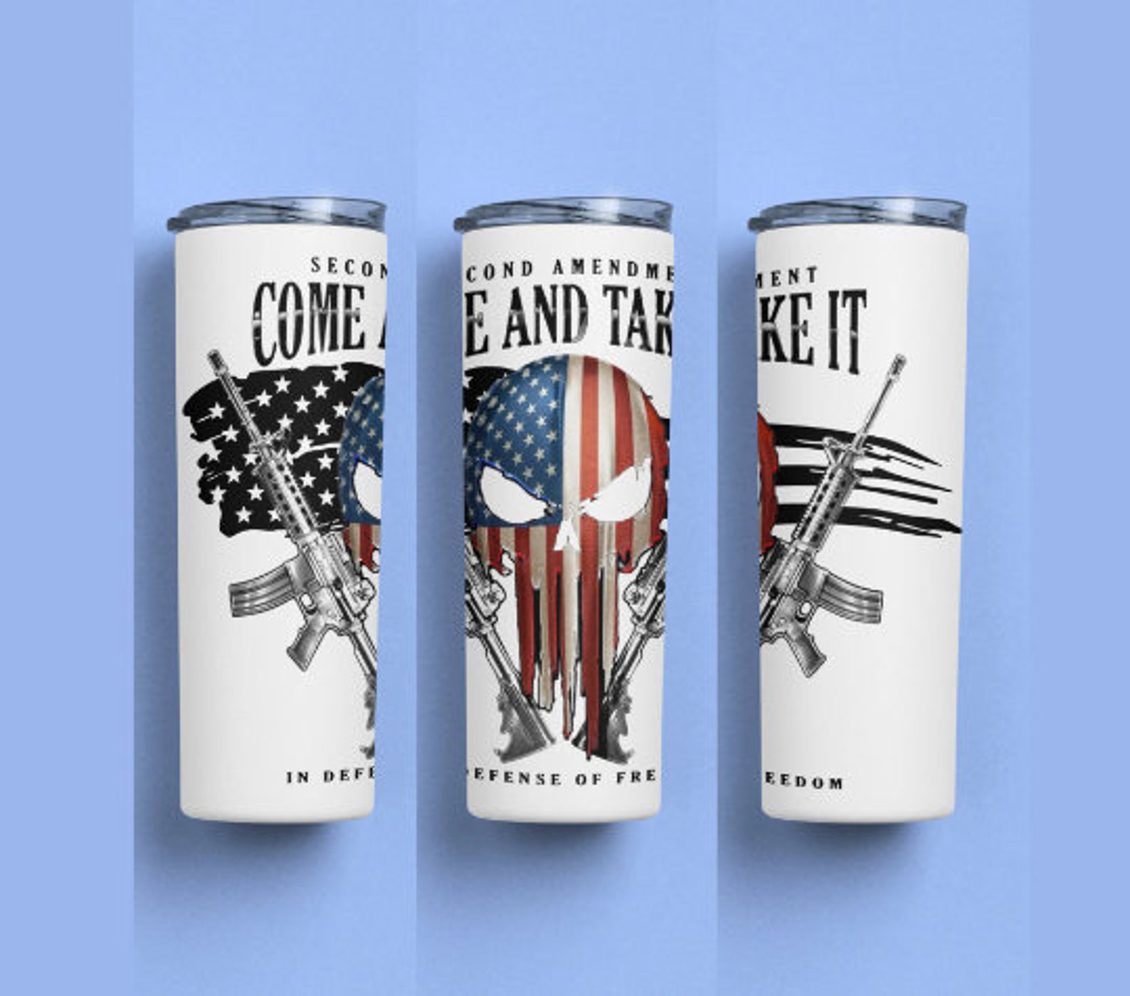 2nd Amendment Skull Flag Bullets and Gun 20oz Tumbler Designs - Etsy