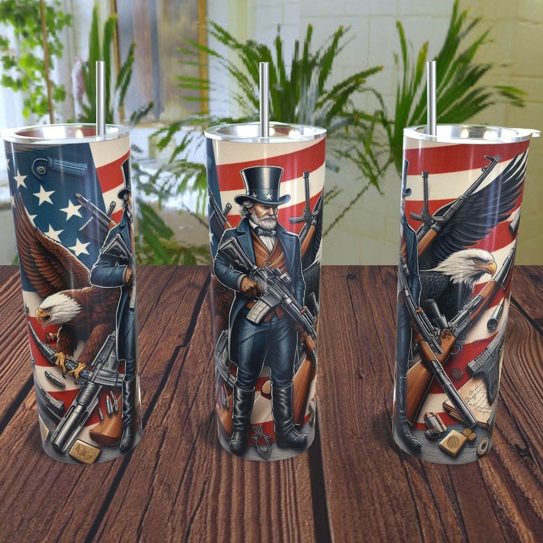 2nd Amendment Patriotic Flag Bullets and Gun 20oz Tumbler Design - Etsy