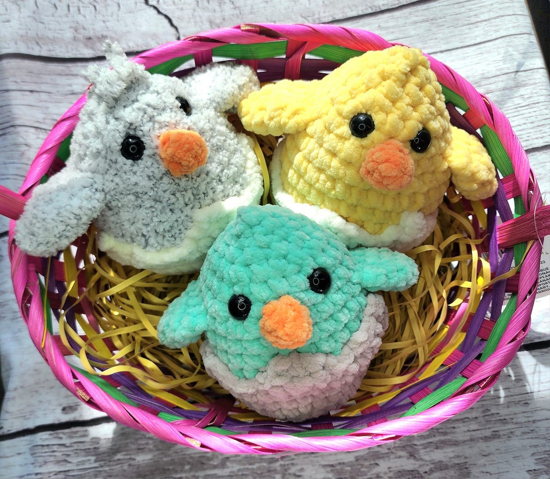 Crocheted Hatching Chicks/chick in Egg Hatching/stuffed Chick/stuffed Animal/with or Without ...