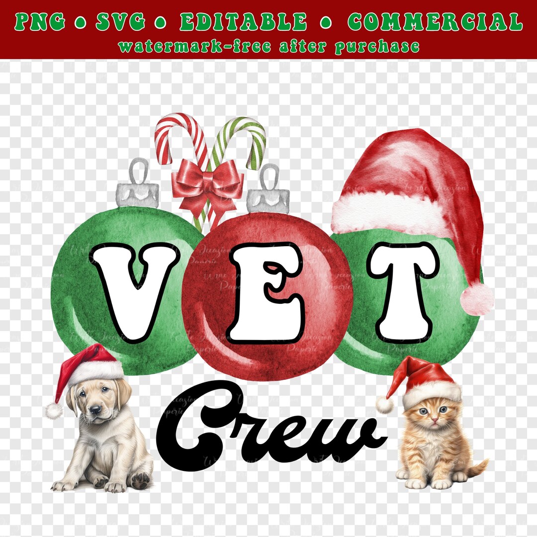 Christmas Vet Crew SVG PNG Cat Dog Santa Hat Holiday Emergency ...