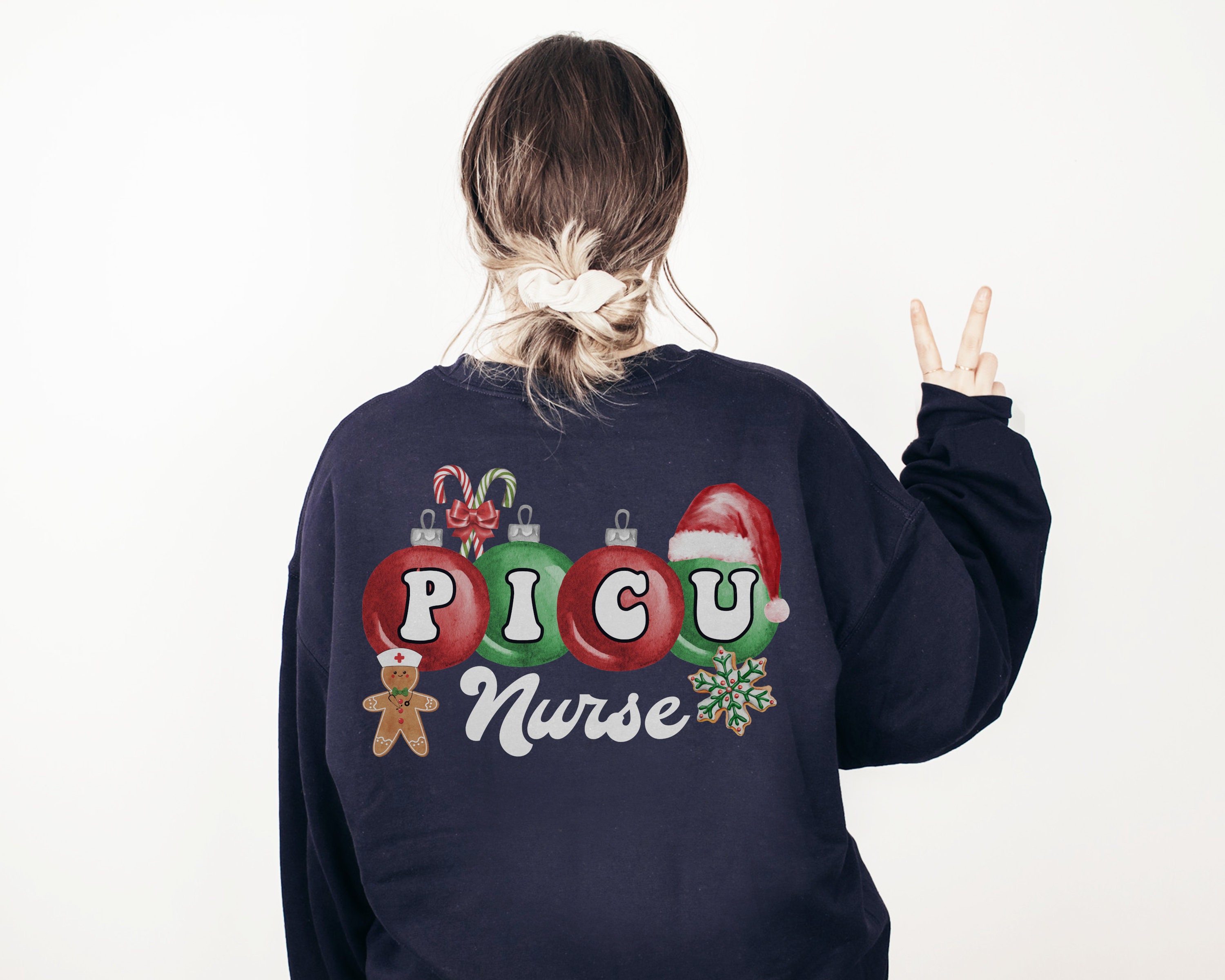 PICU Nurse Christmas SVG PNG With Ornaments and Santa Hat, Holiday ...