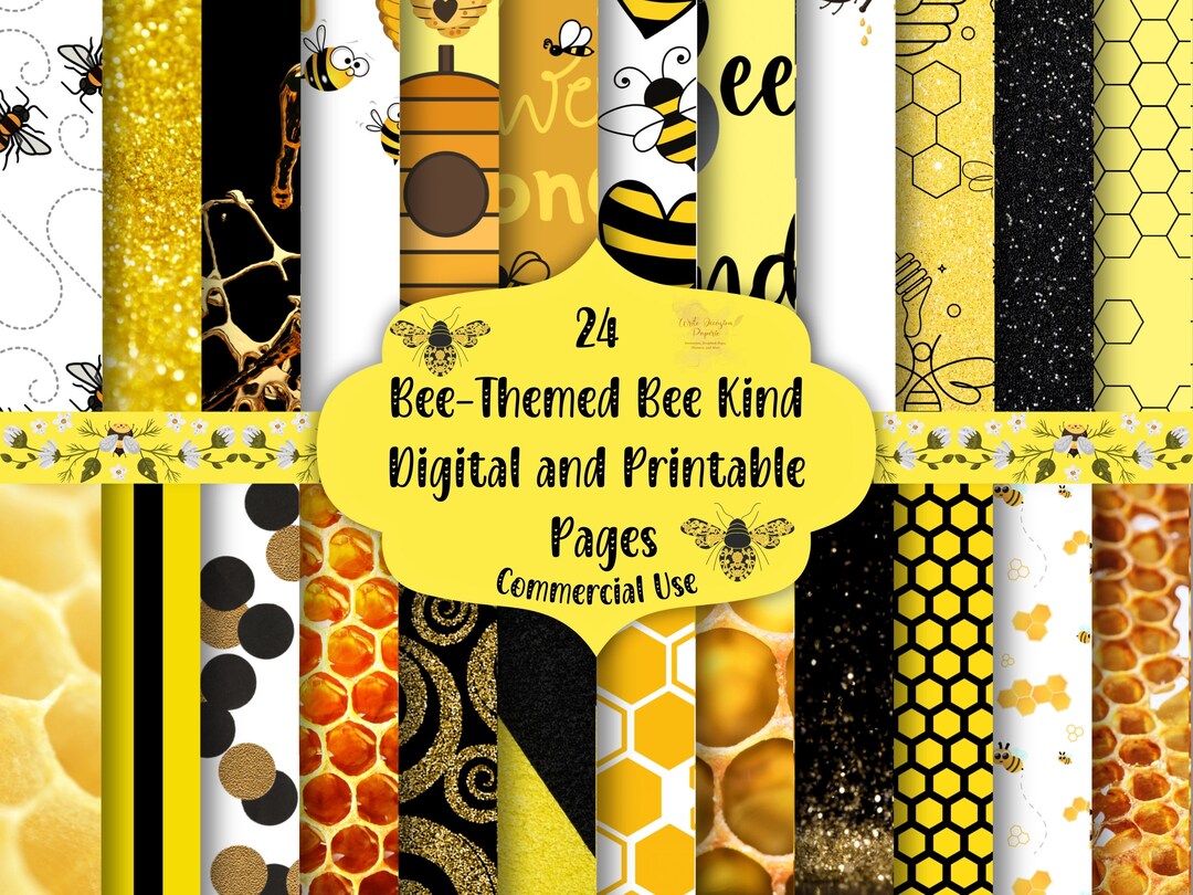 Bee Kind Honey Bee Themed Digital Pages, Instant Download Printable ...