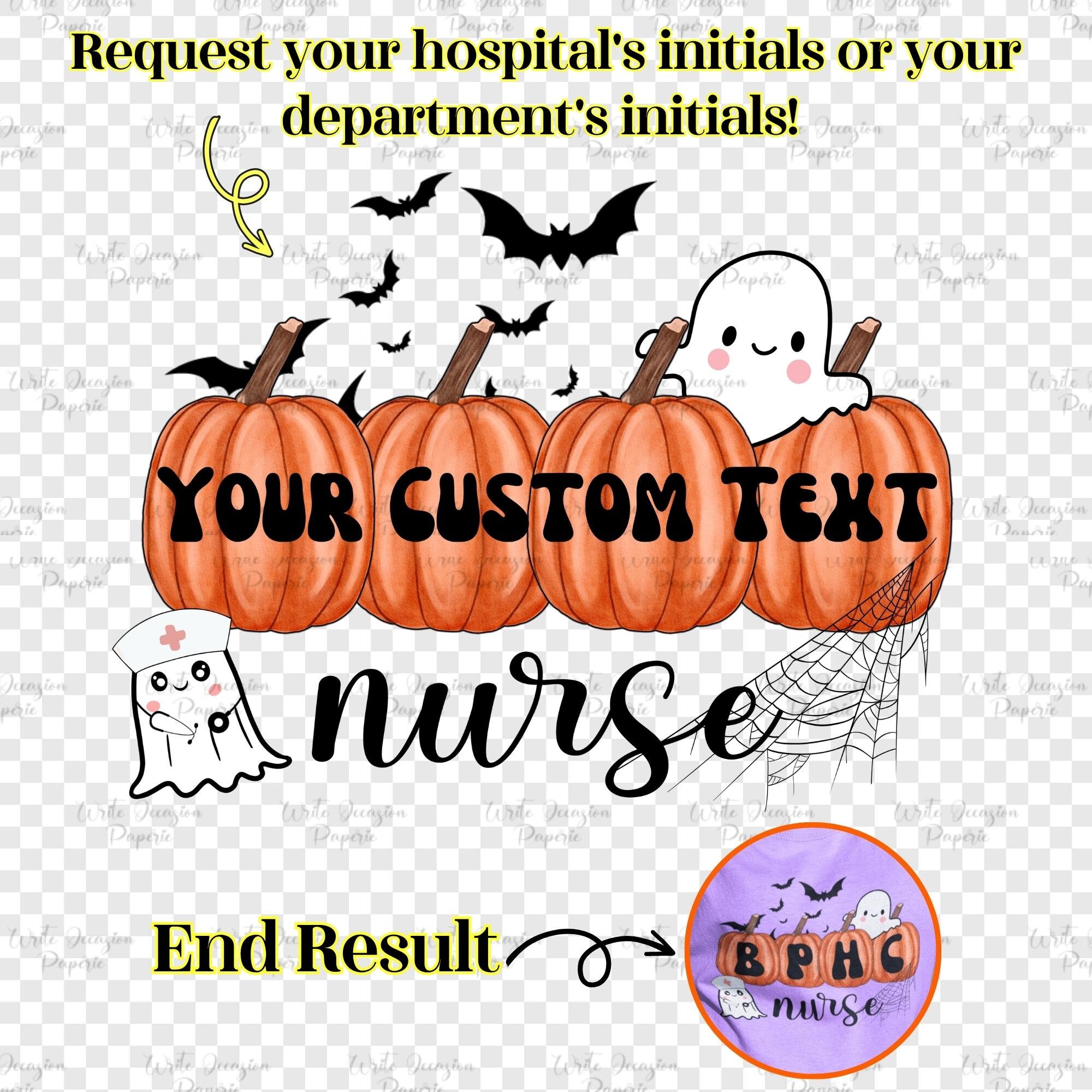 CUSTOM Nurse Halloween SVG PNG With Pumpkins Ghosts, Halloween Nurse ...