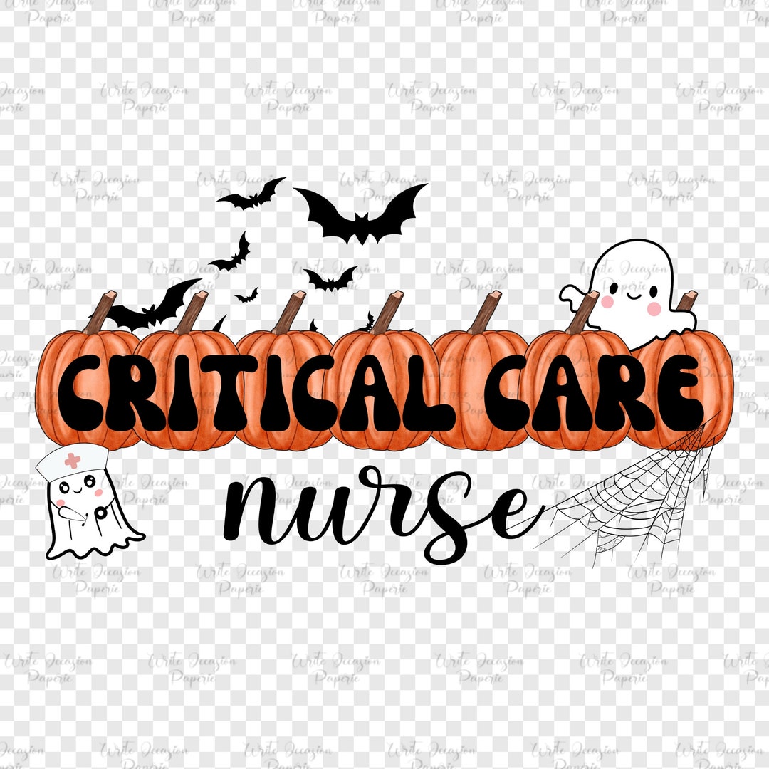 Critical Care Nurse Halloween SVG PNG With Pumpkins and Ghosts ...