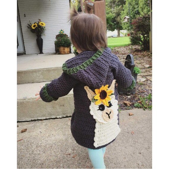Sunflower Llama Crochet Cardigans | Etsy