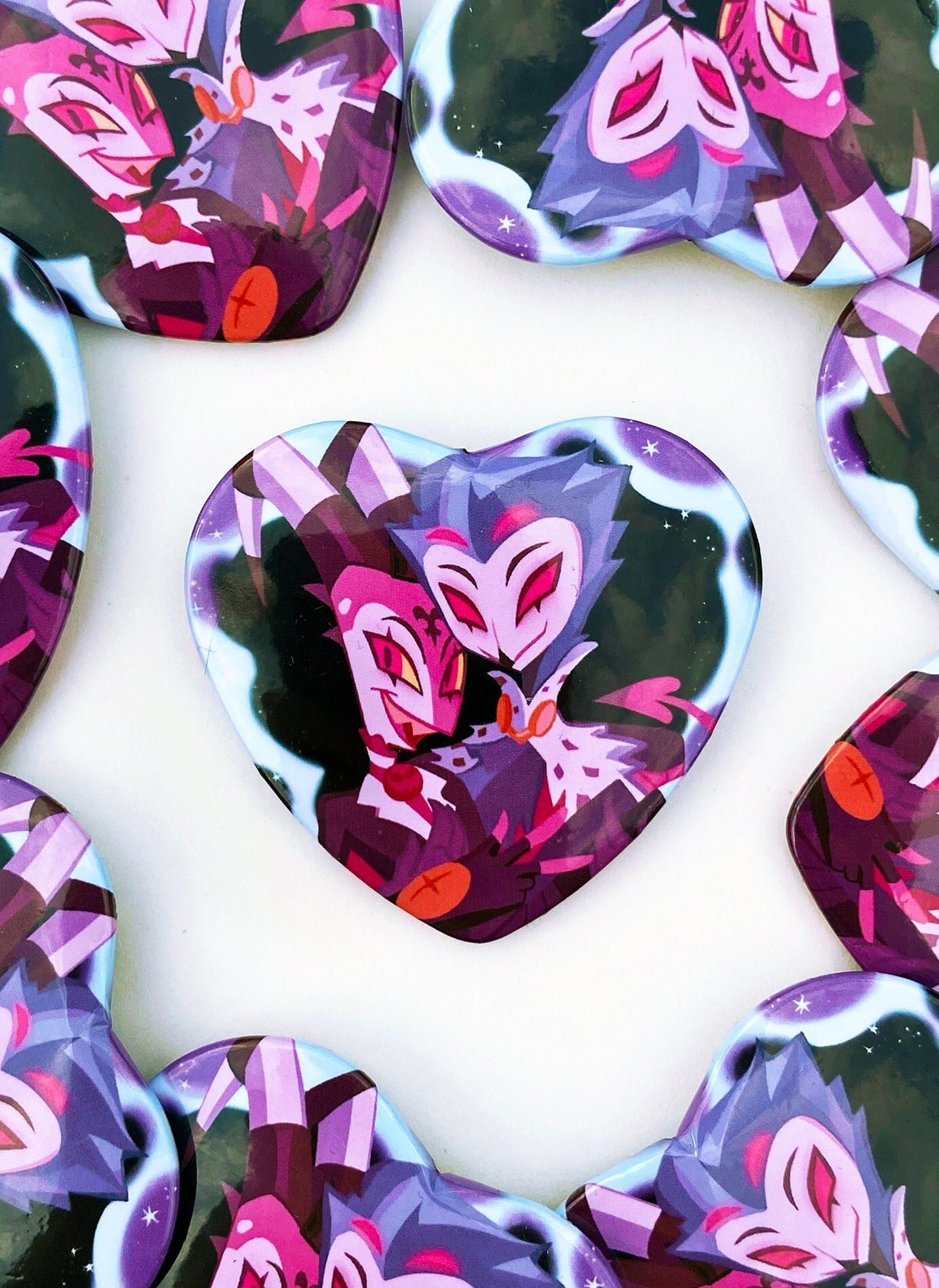HELLUVA BOSS Blitzo & Stolas Heart Button Pin - Etsy UK