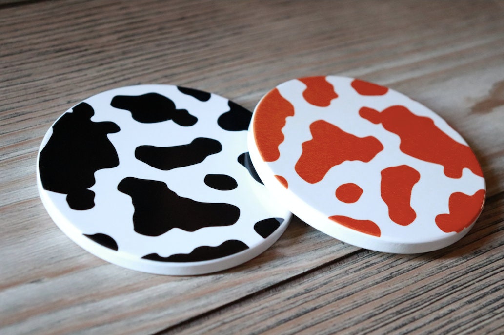 Cow Print Coasters - Etsy