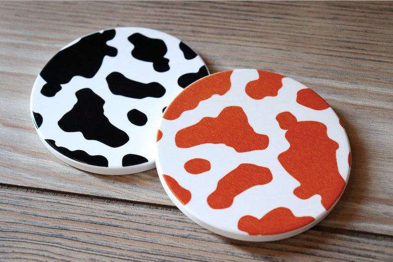 Cow Print Coasters - Etsy