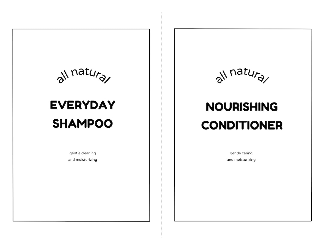 Minimalist Shampoo & Conditioner Labels, ***MULTIPLE FONTS*** Printable ...