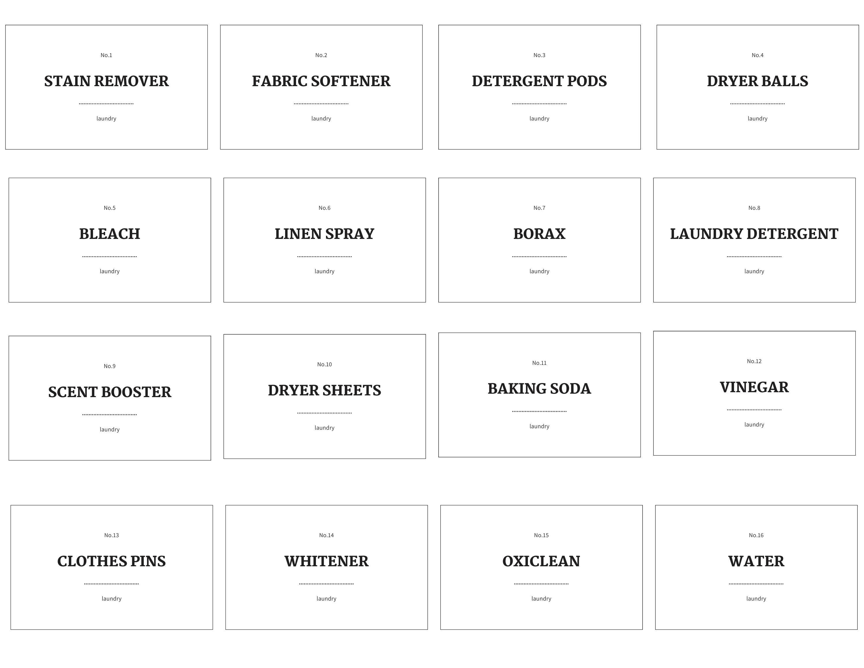 Minimalist Laundry Labels, Downloadable Laundry Labels, Digital Labels ...