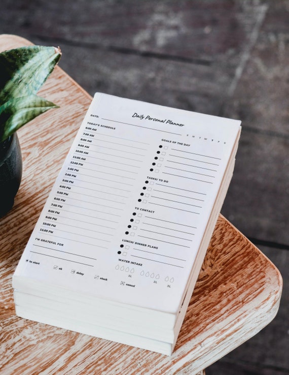 Minimalist Daily Planner Printable Daily Planner Digital - Etsy