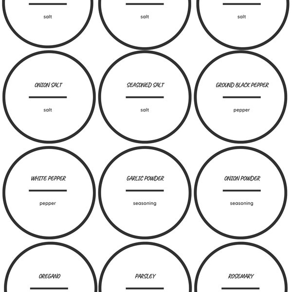 Round Spice Labels - Etsy