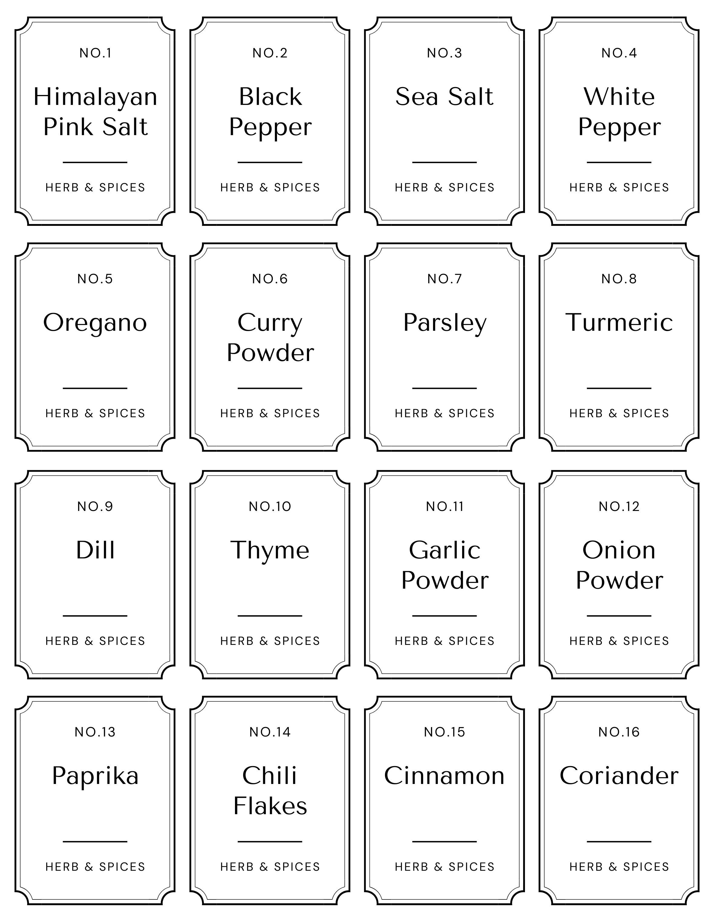 White Modern Minimalist Spice Labels, Printable Spice Labels, Instant ...