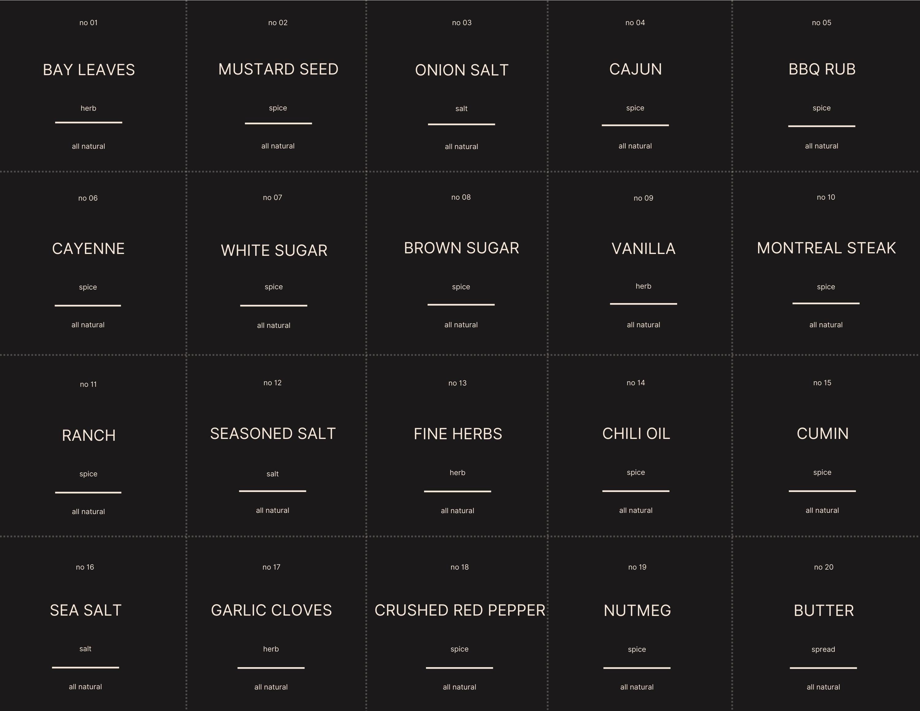 Black Modern Minimalist Spice Labels, Printable Spice Labels, Instant ...