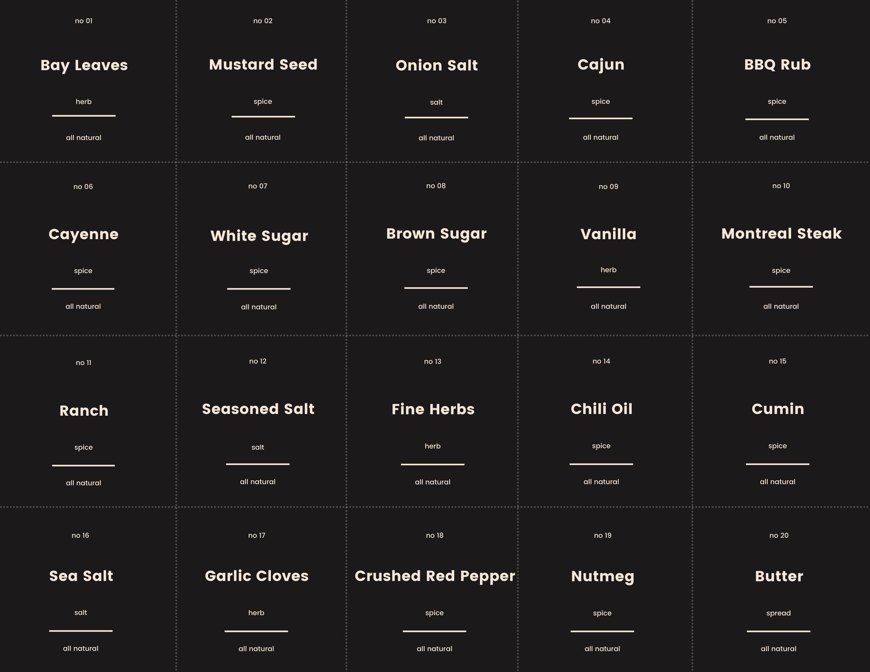 Black Modern Minimalist Spice Labels, Printable Spice Labels, Instant ...