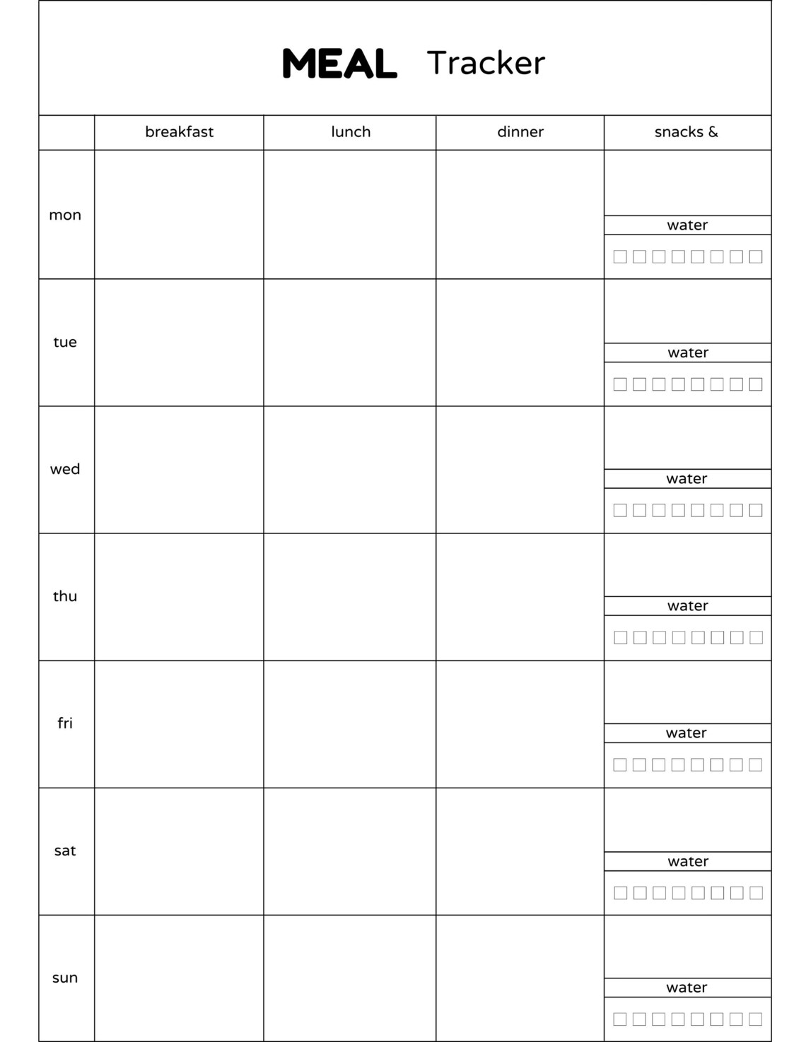 Weekly Meal Tracker, Meal Planner, Digital Download, Instant Download ...
