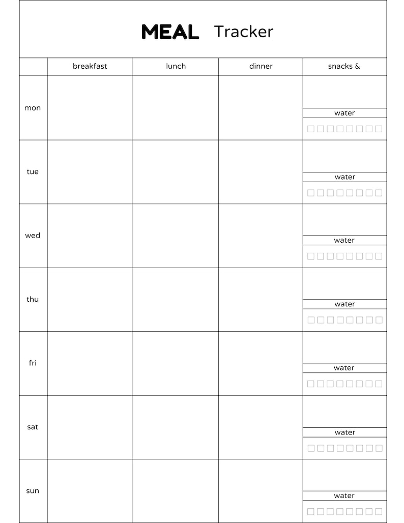Weekly Meal Tracker, Meal Planner, Digital Download, Instant Download ...