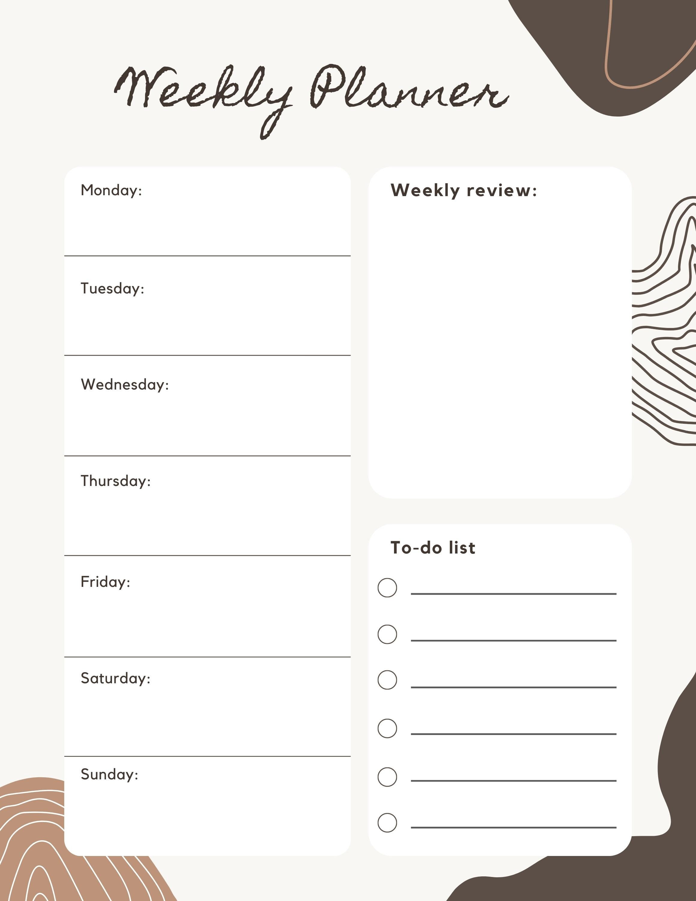 Minimalist Weekly Planner, Printable Weekly Planner, Digital Planner ...