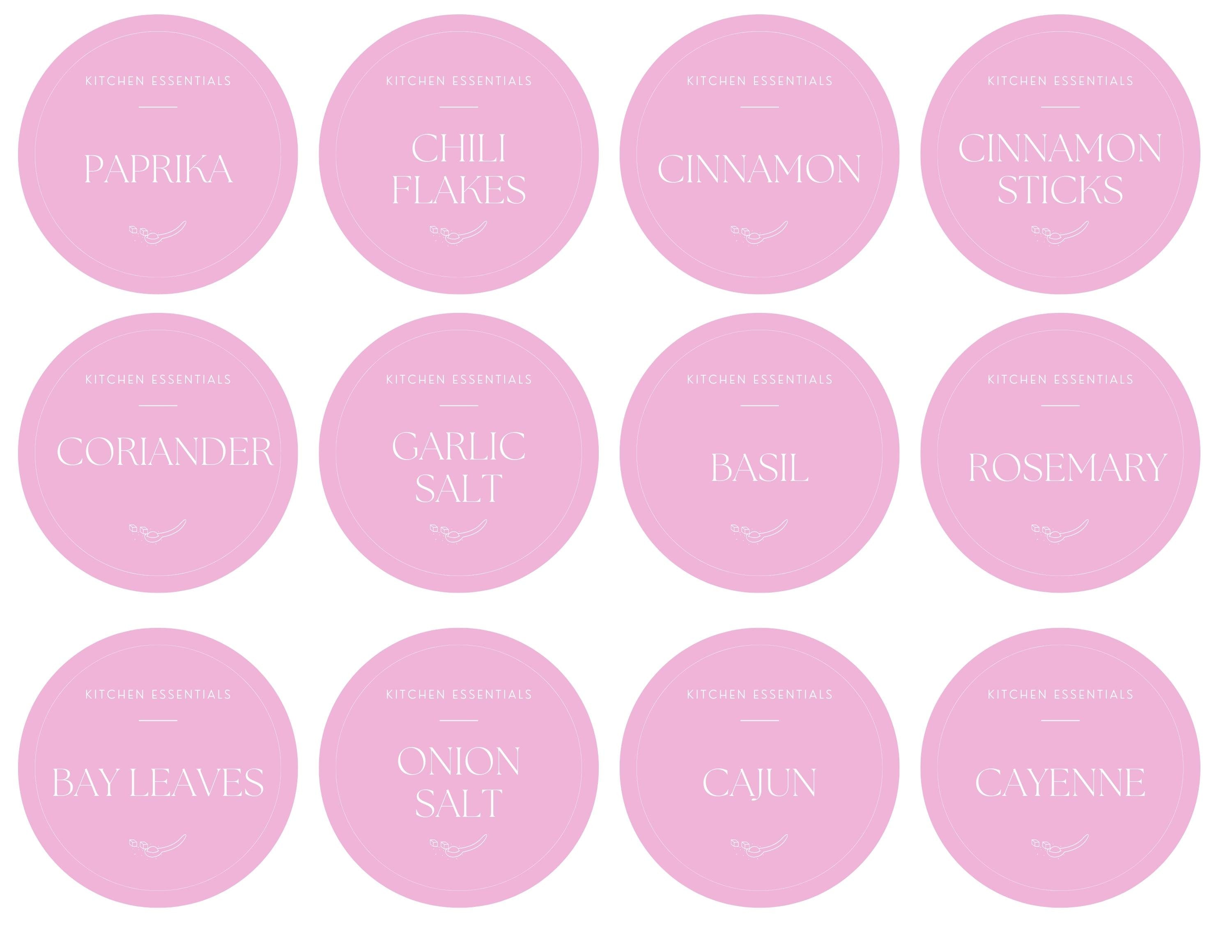 Minimalist Pink Spice Labels, Digital Download, Custom Spice Labels ...