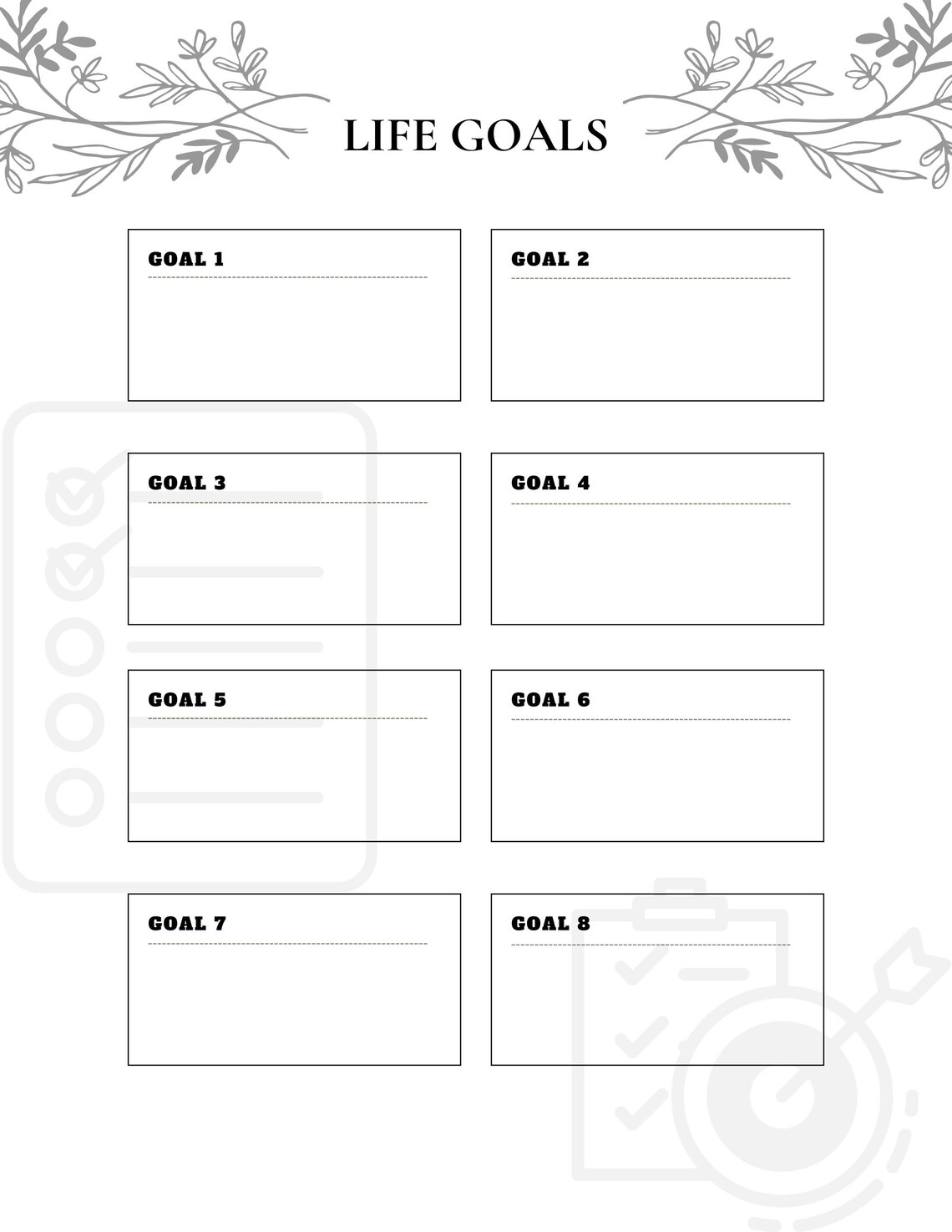 Life Goals Planner, Digital Download, Instant Download, One Page ...