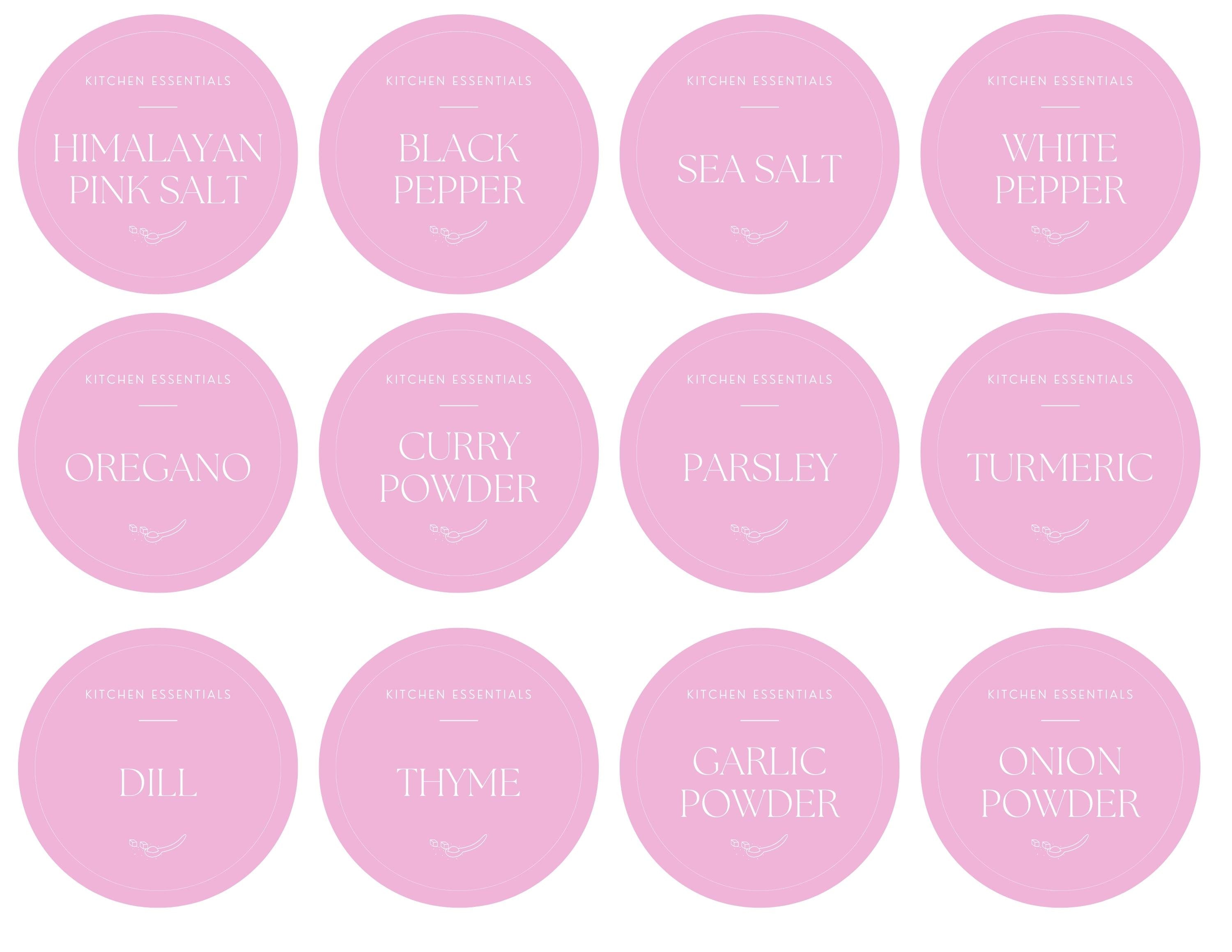 Minimalist Pink Spice Labels, Digital Download, Custom Spice Labels ...