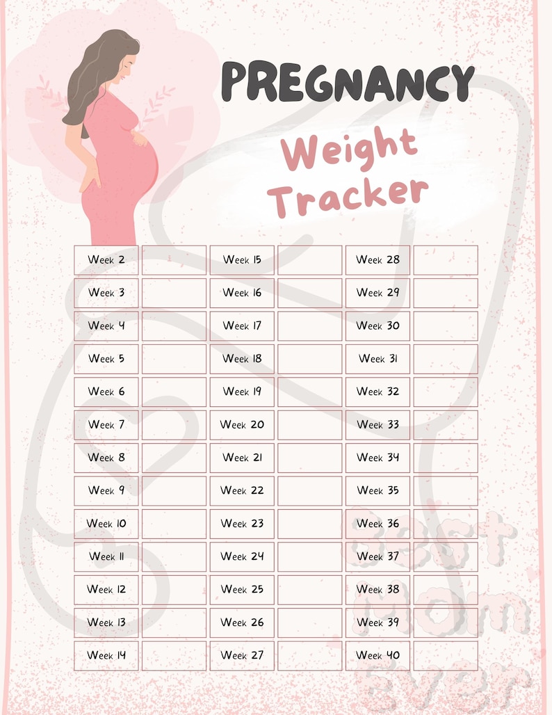 Pregnancy Weight Tracker, One Page Pregnancy Tracker, Weight Tracker ...