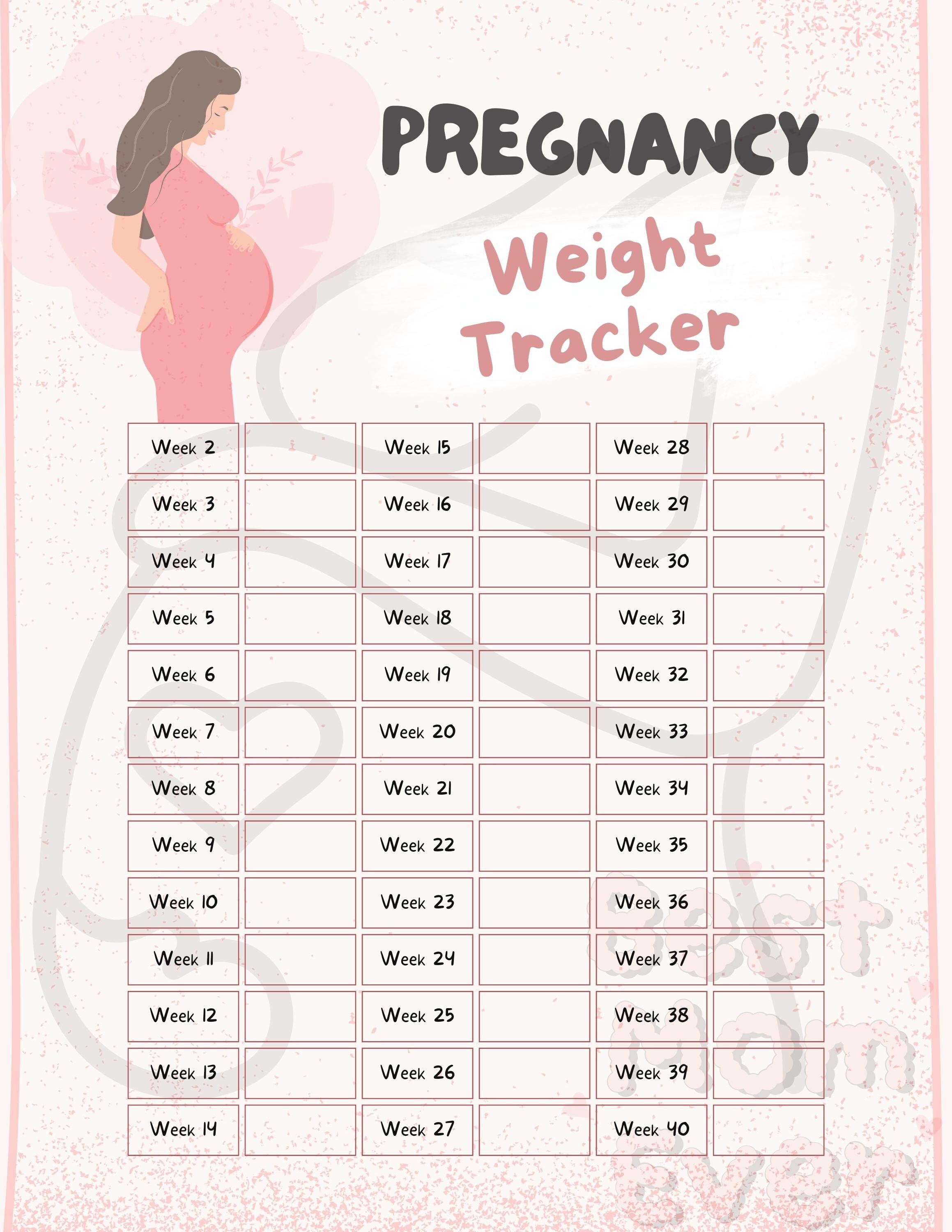 Pregnancy Weight Tracker, One Page Pregnancy Tracker, Weight Tracker ...