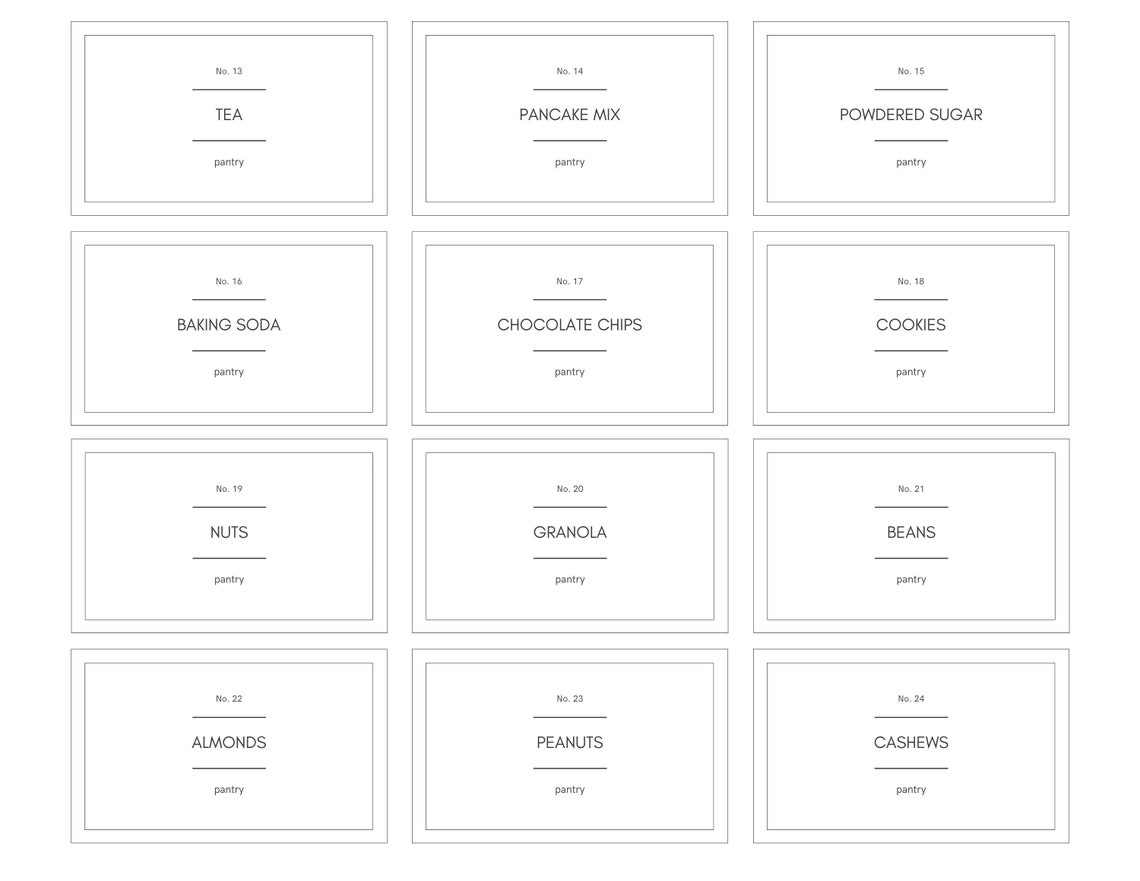 Minimalist Pantry Labels, Downloadable Pantry Labels, Instant Download ...