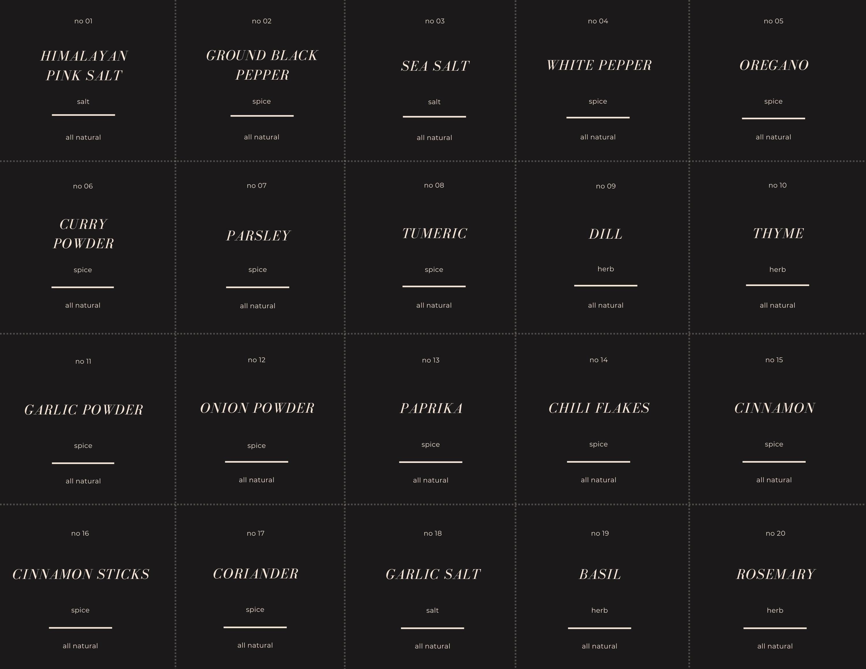 Black Modern Minimalist Spice Labels, Printable Spice Labels, Instant ...