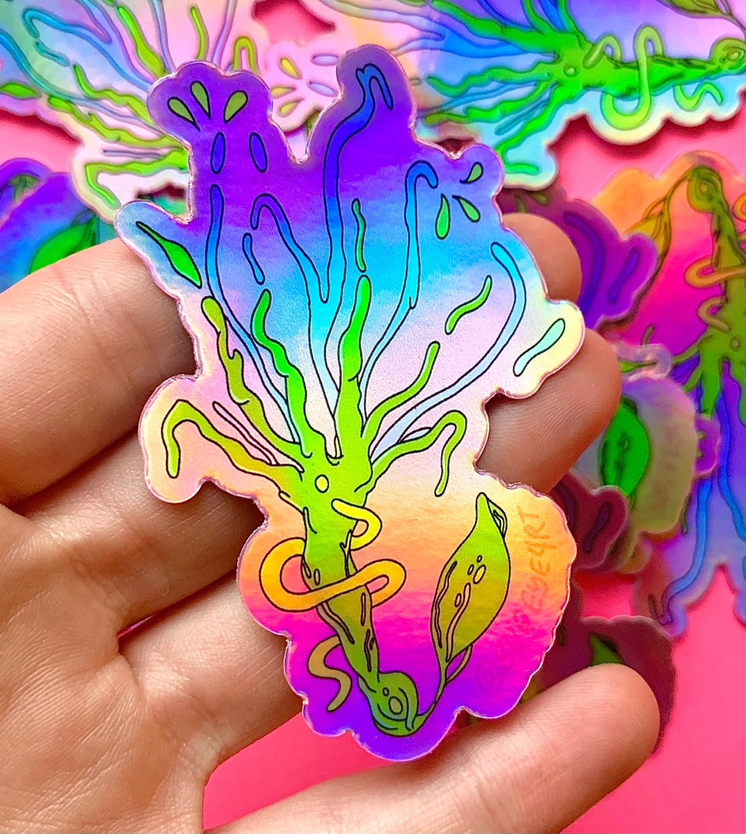 Holographic Vinyl Plant Sticker - Etsy