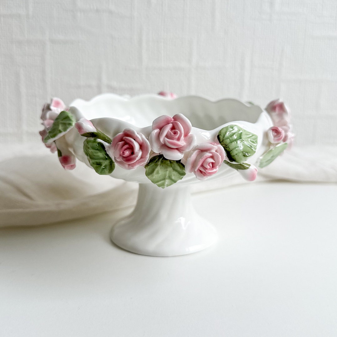 Vintage St Michael Flower Vase With Rose Buds, Pink Small Roses Design ...