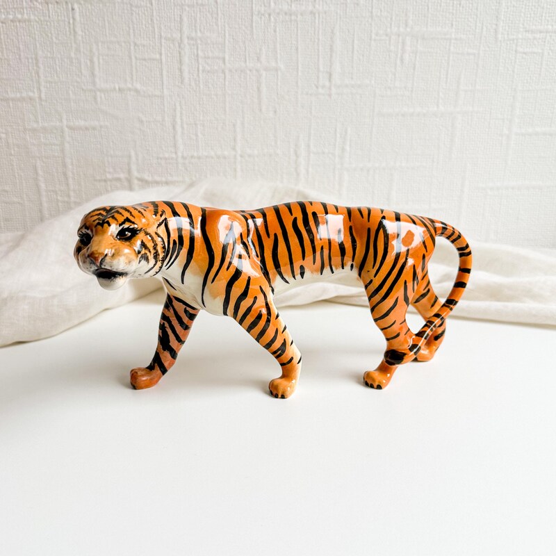 Porcelain Tiger Figurine - Etsy